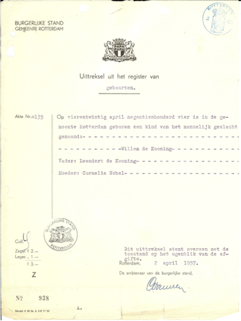 Dutch Birth registration – Annotation