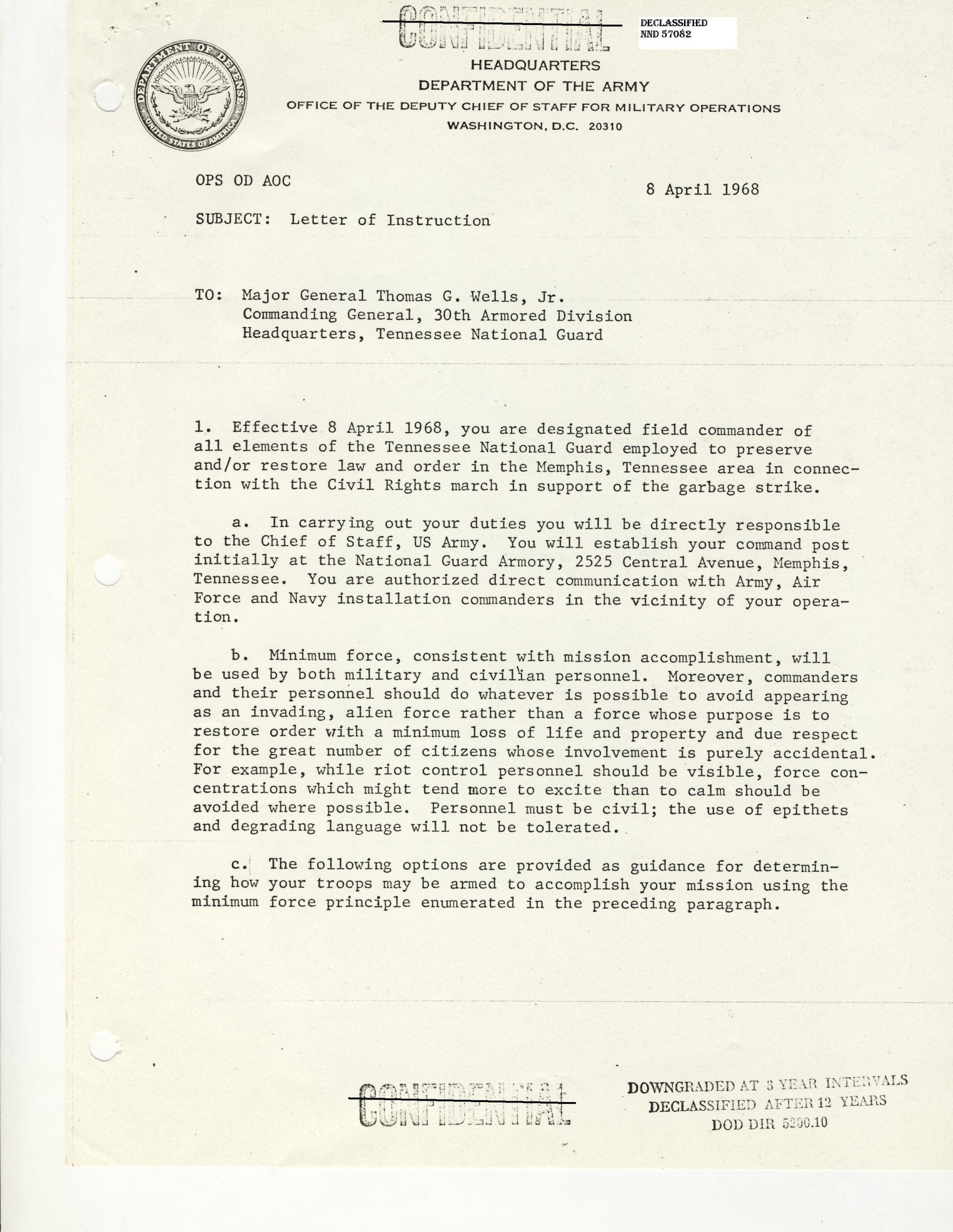 Letter of Instruction dated 8 April 1968 – Annotation
